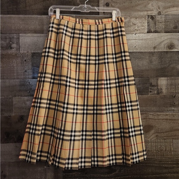 Burberry | Skirts | Burberry Tan Midi Aline Pleated Skirt | Poshmark